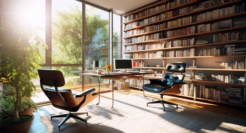 Virtual Video Call Background Sunny Reader Offices Image for Zoom ...
