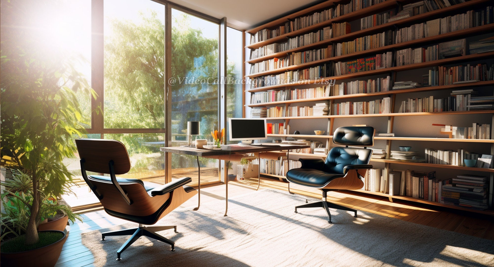 Virtual Video Call Background | Sunny Reader Offices | Image for Zoom ...