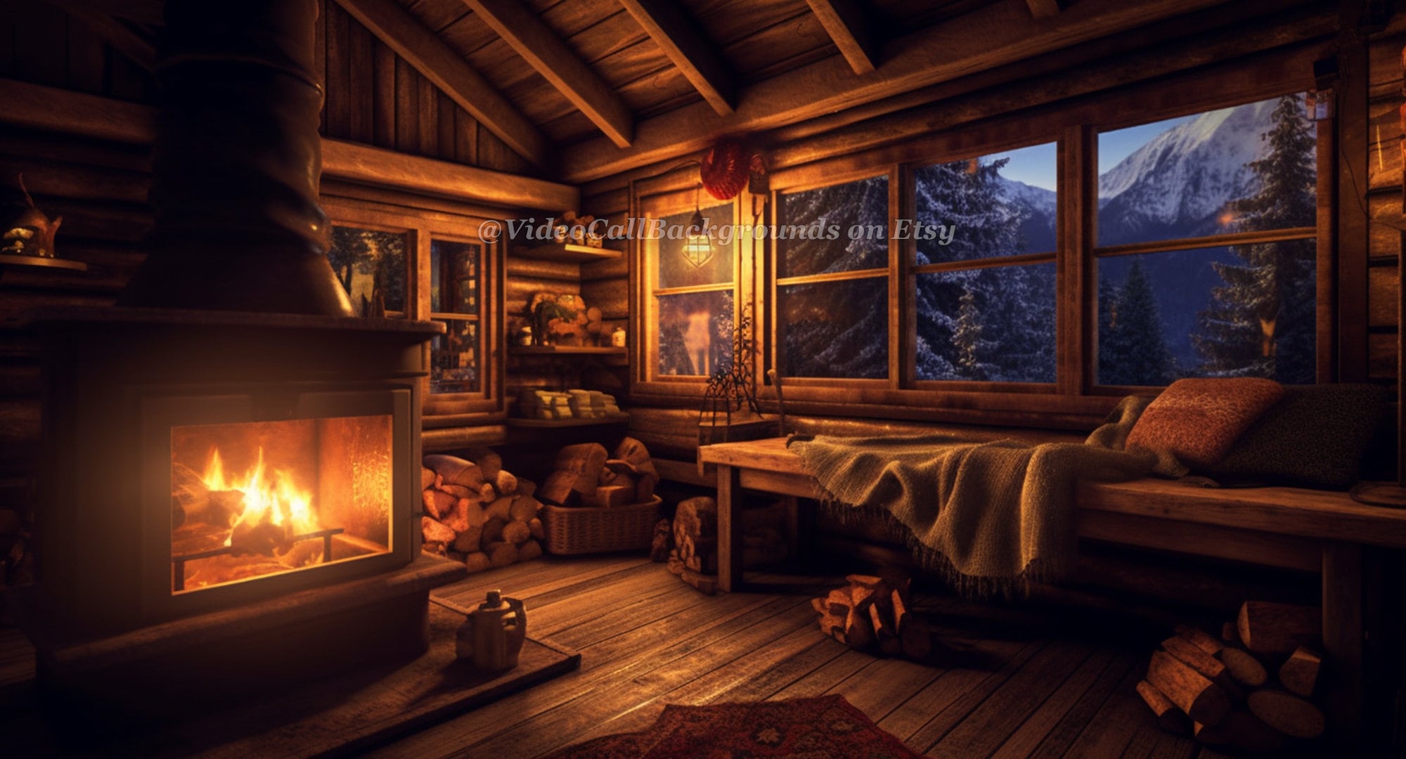 Virtual Video Call Background | Cozy Wooden Cabin | Image for Zoom ...