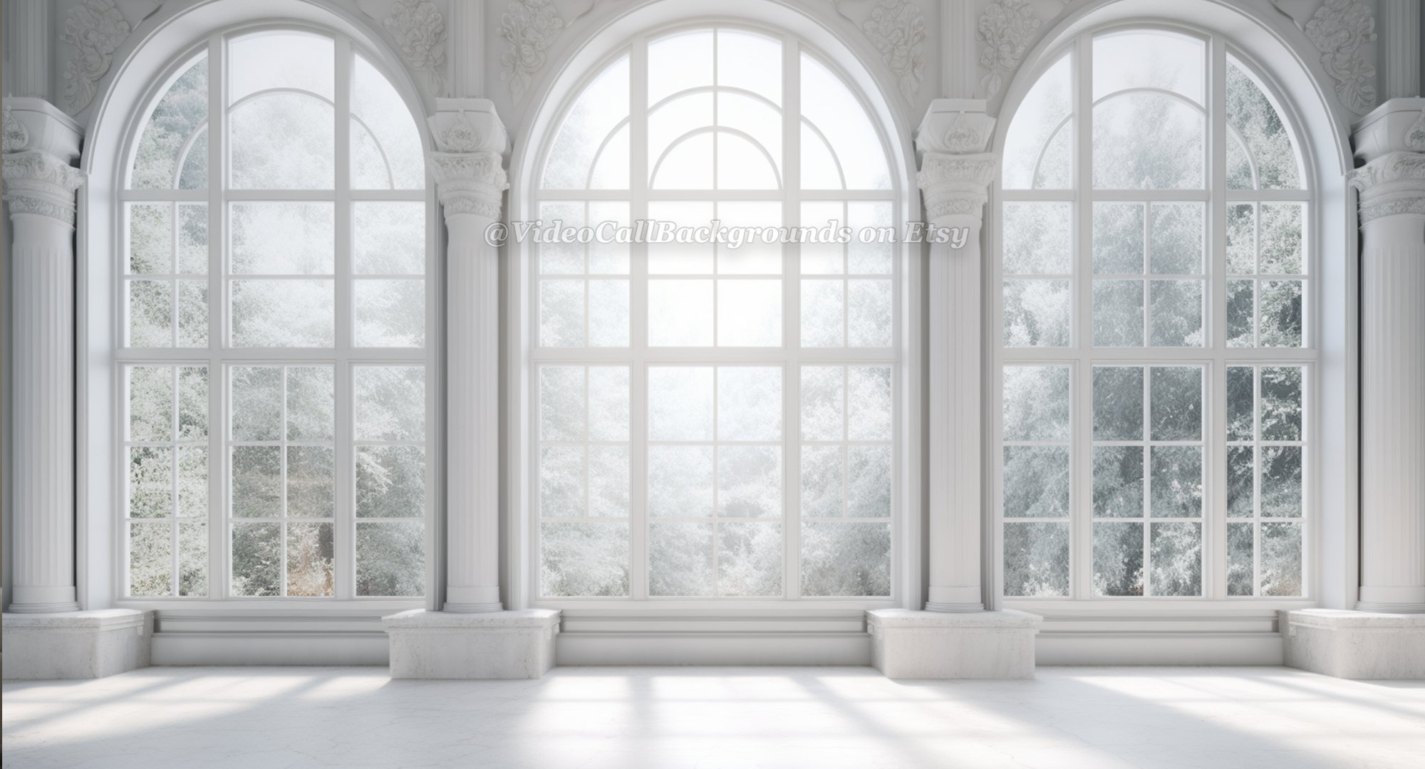 Virtual Video Call Background Luxury White Windows Image for Zoom ...