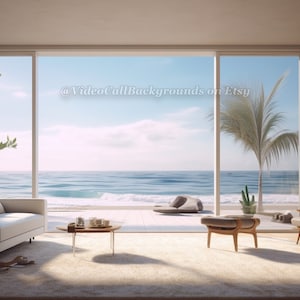 Virtual Video Call Background | Modern Coastal Window | Image for Zoom ...