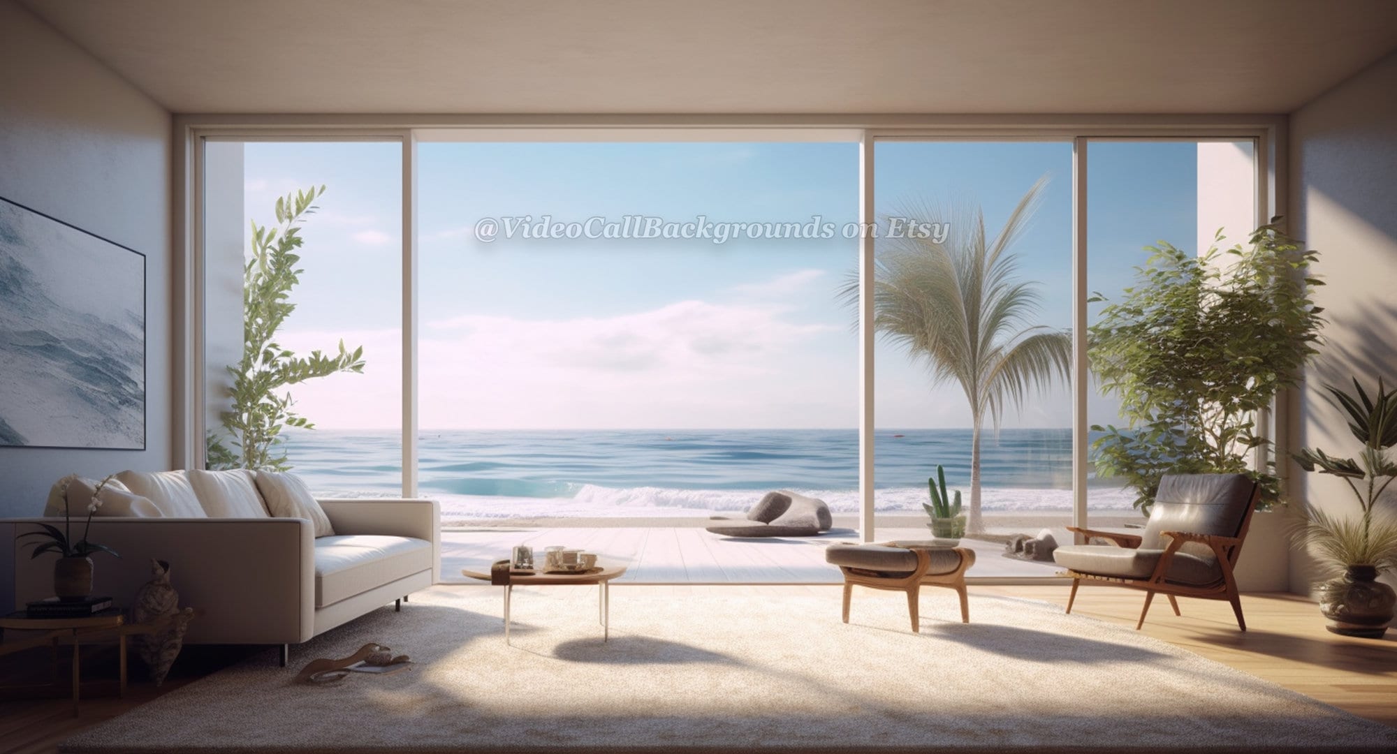 Virtual Video Call Background | Modern Coastal Window | Image for Zoom ...