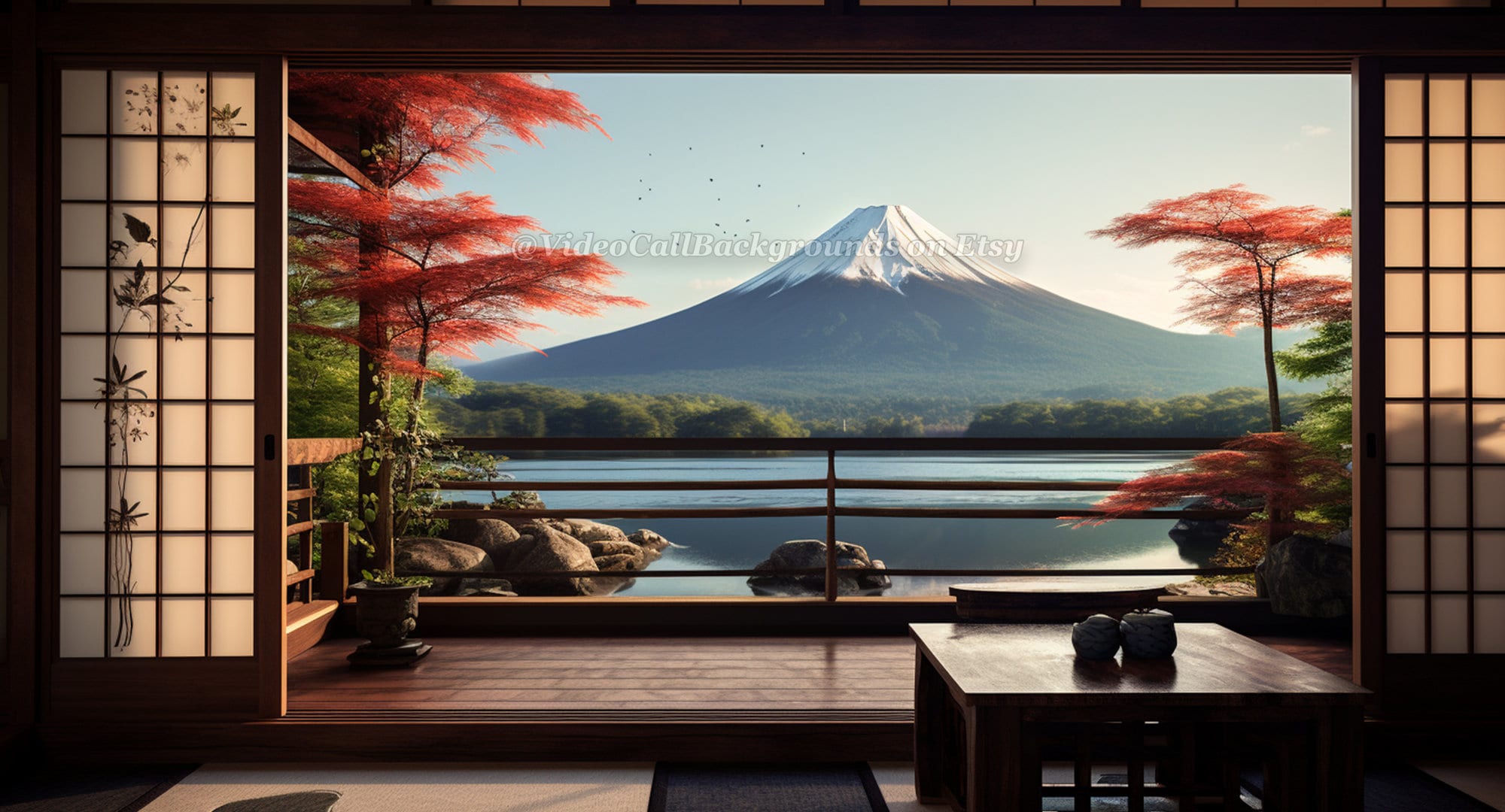 Virtual Video Call Background | Window With Mount Fuji View | Image for ...