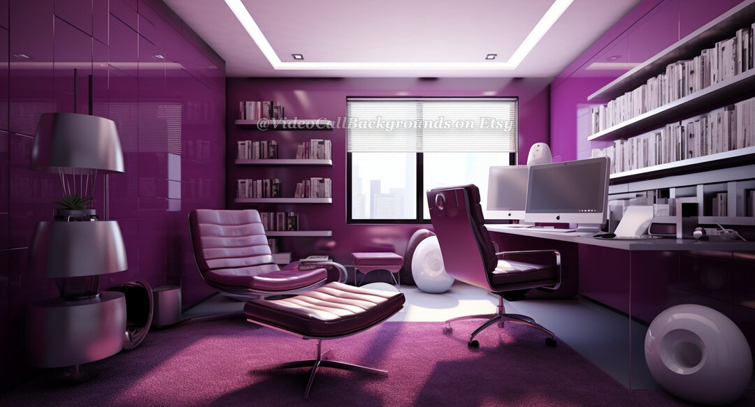 Virtual Video Call Background | Modern Purple Office | Image for Zoom ...