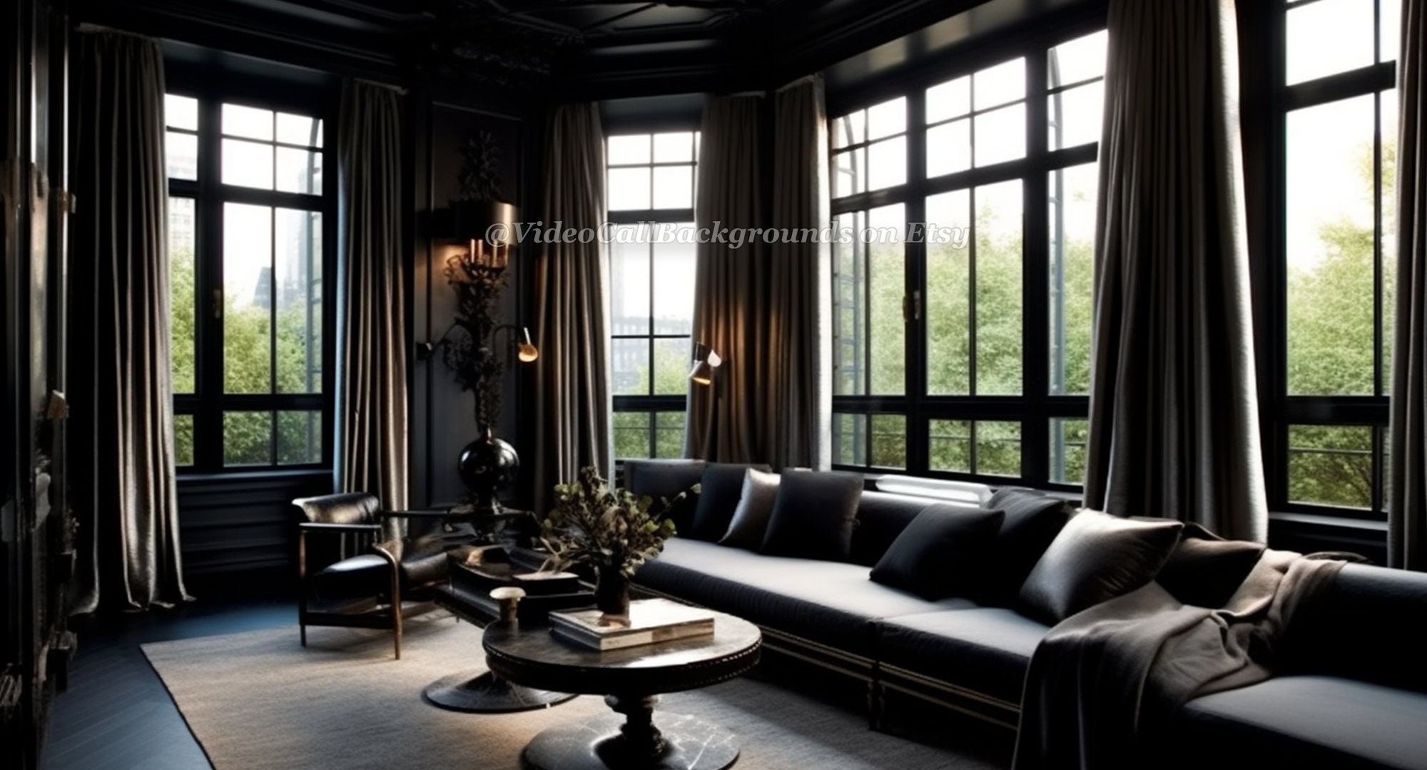 Virtual Video Call Background | Luxury Black Windows | Image for Zoom ...