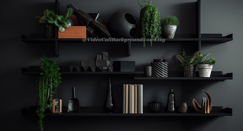 Virtual Video Call Background | Professional Black Shelf | Image for ...