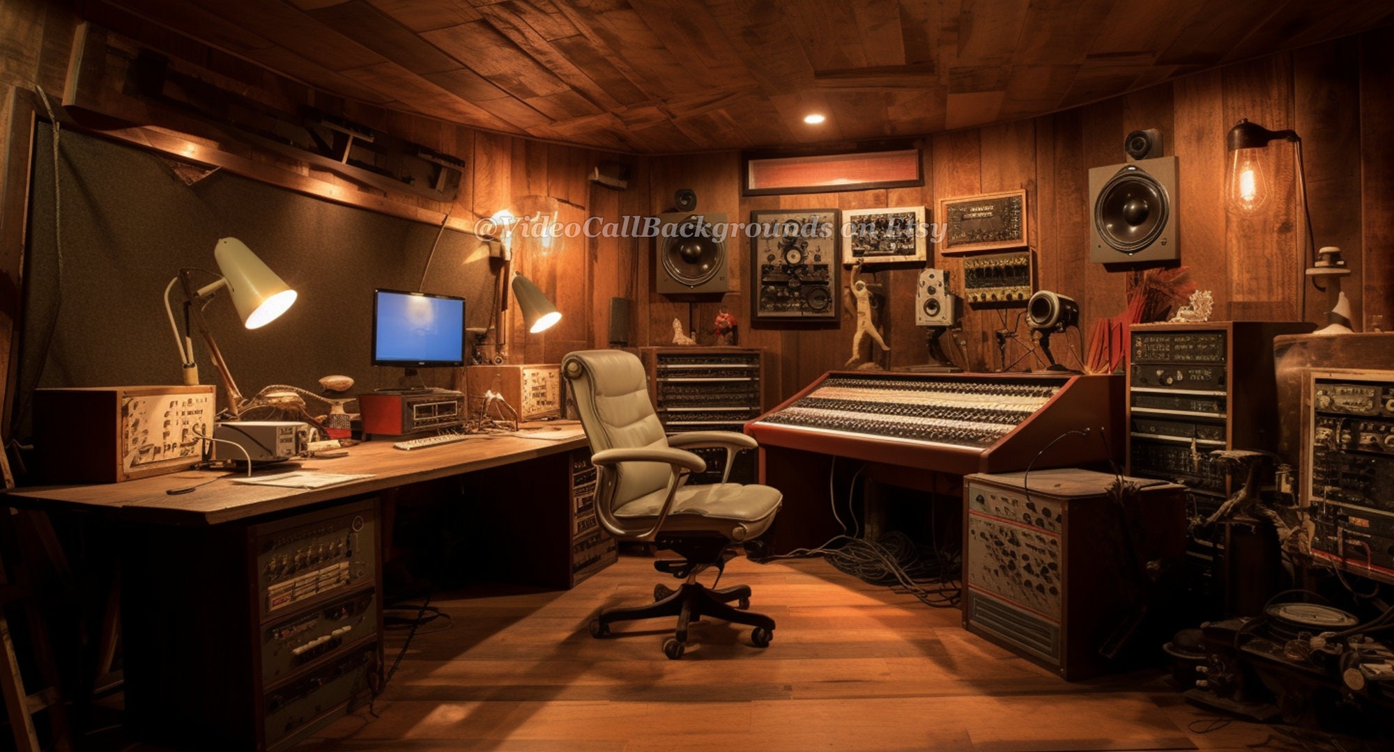 Virtual Video Call Background | Old Fashioned Recording Studio | Image ...