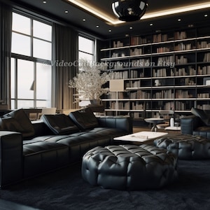 Virtual Video Call Background | Modern Black Living Room | Image for ...