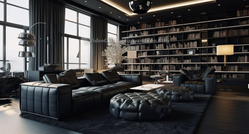 Virtual Video Call Background | Modern Black Living Room | Image for ...