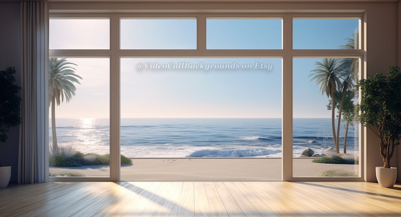 Virtual Video Call Background | Modern Coastal Window | Image for Zoom ...
