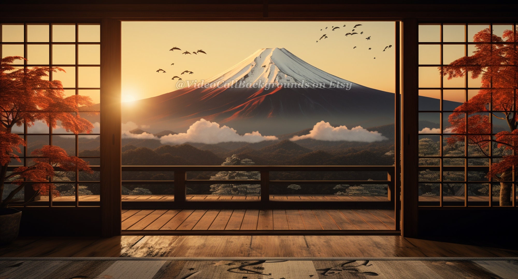 Virtual Video Call Background | Window With Mount Fuji View | Image for ...