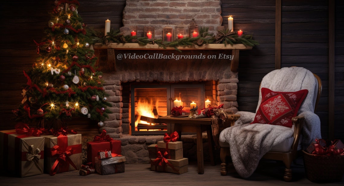 Virtual Video Call Background | Cozy Christmas Fireplace | Image for ...