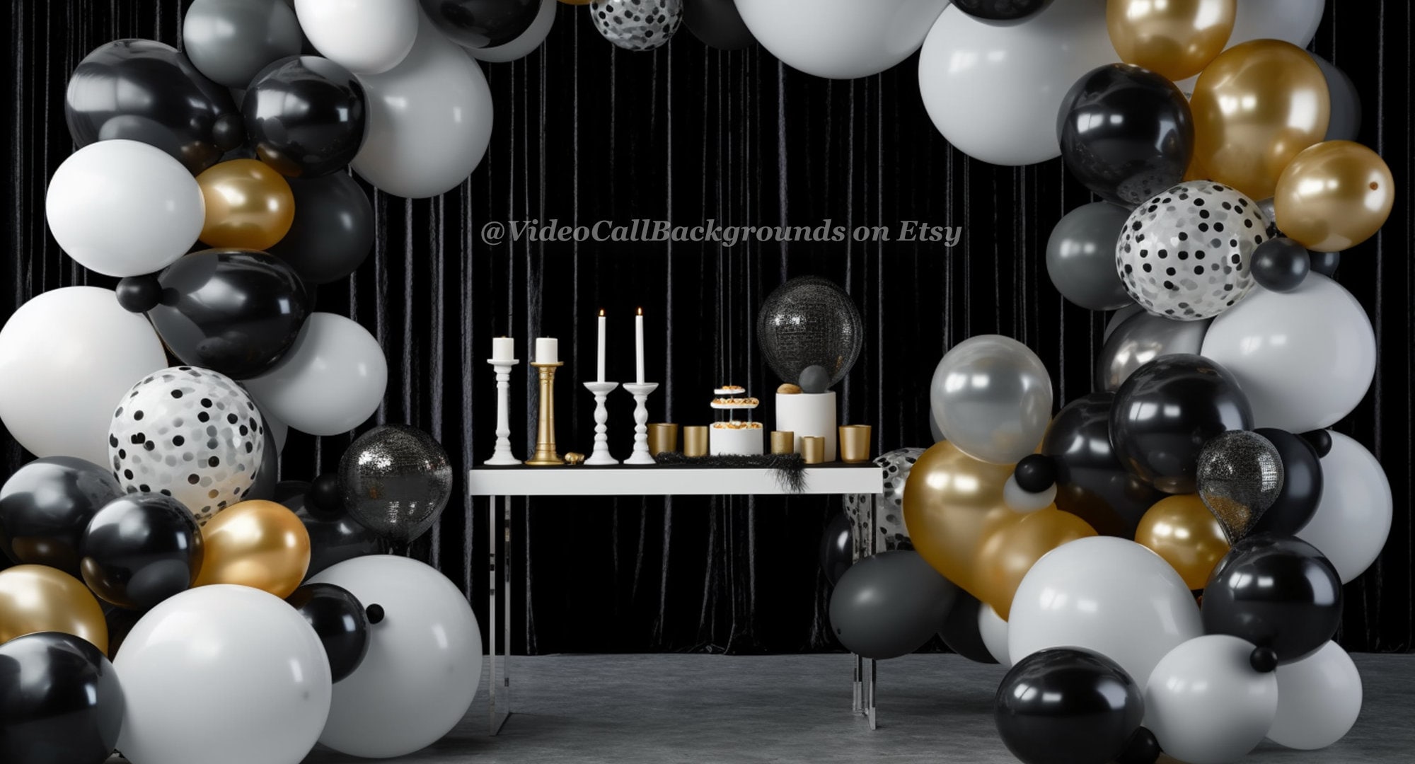 Virtual Video Call Background Modern Birthday Party Image for Zoom ...