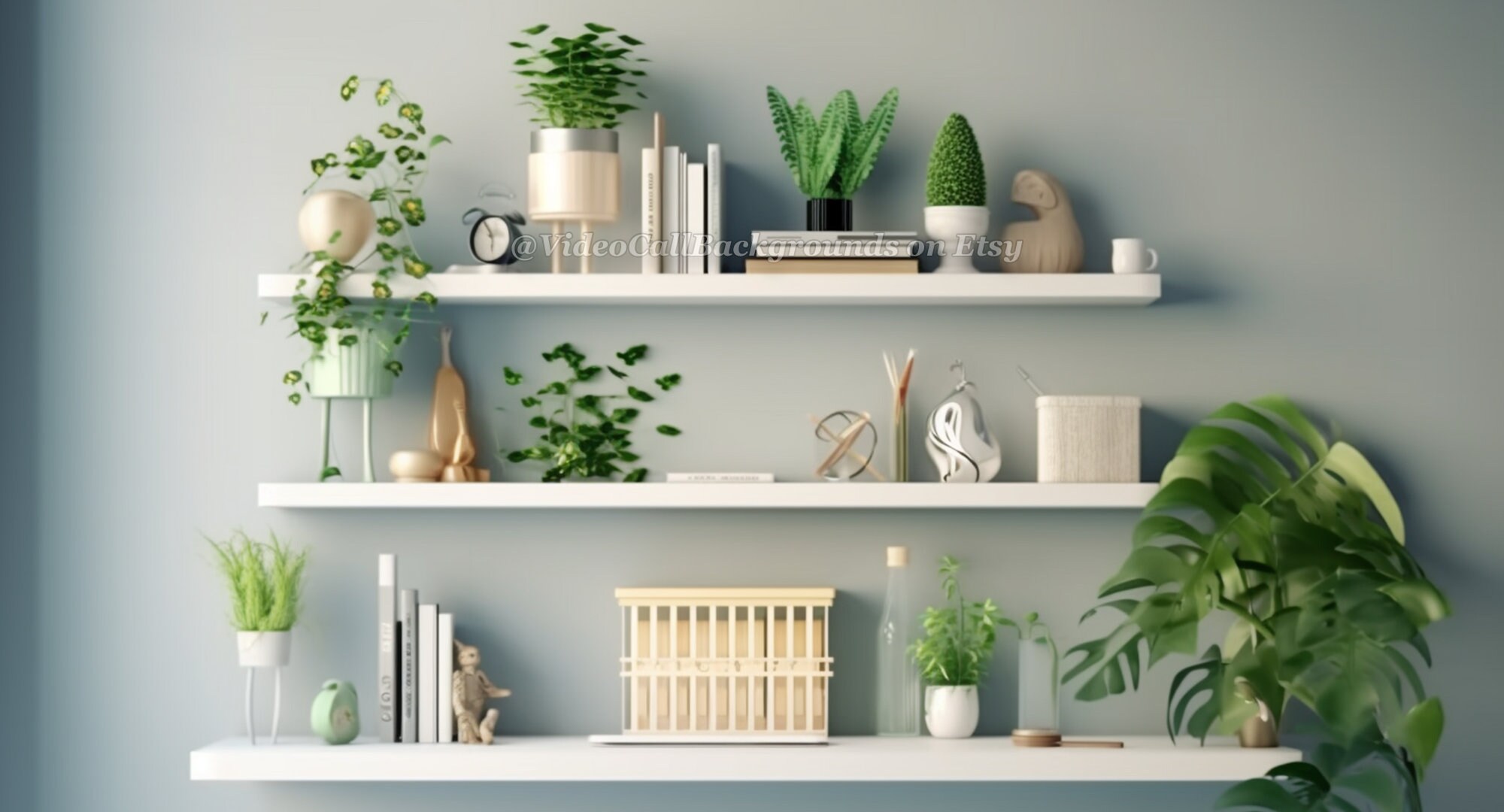 Virtual Video Call Background | Simple Professional Shelf | Image for ...