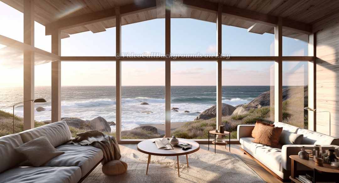 Virtual Video Call Background | Modern Coastal Window | Image for Zoom ...