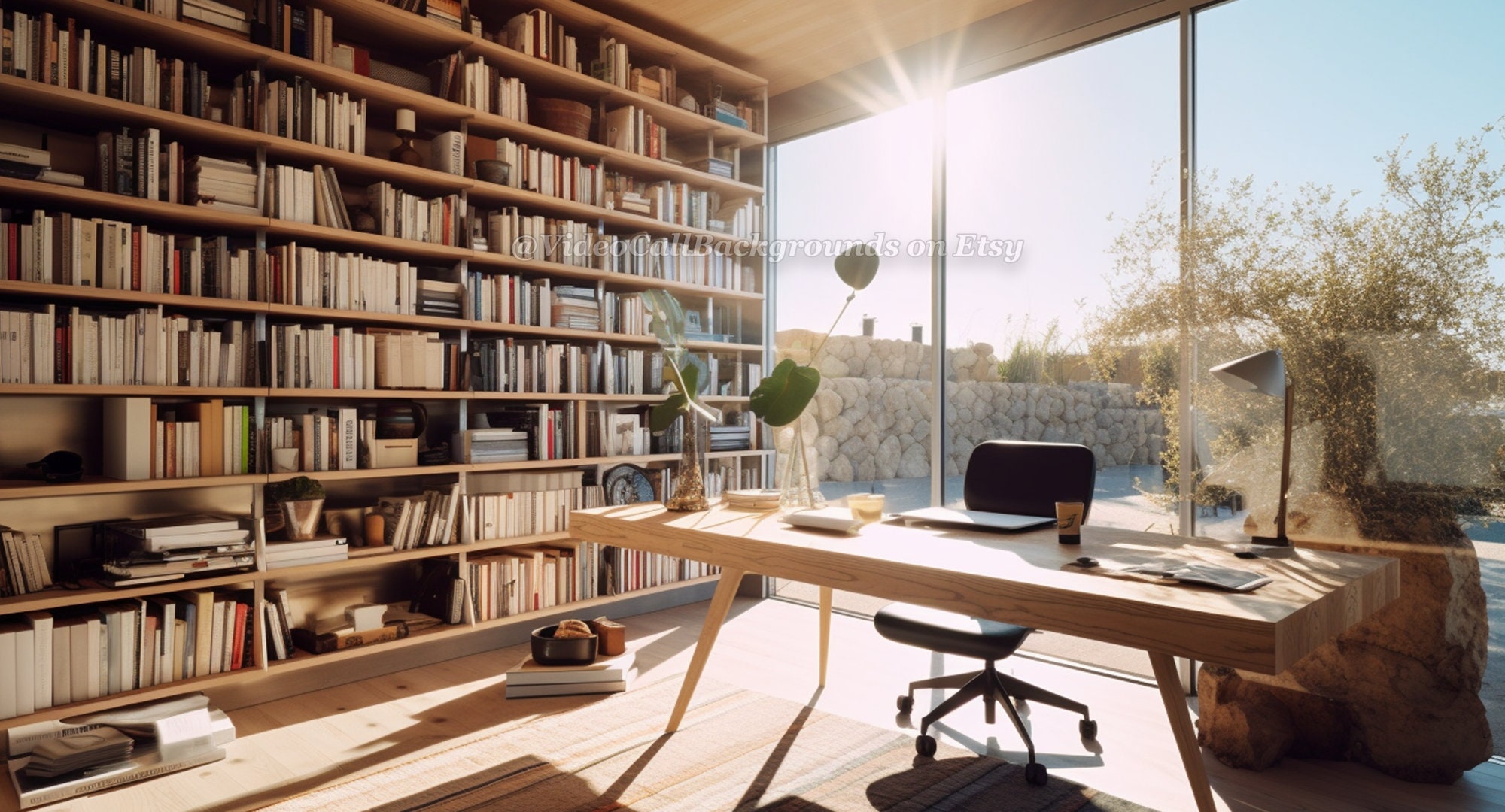 Virtual Video Call Background Sunny Reader Offices Image for Zoom ...