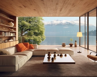 Virtual Video Call Background Modern Black Living Room Image for Zoom ...