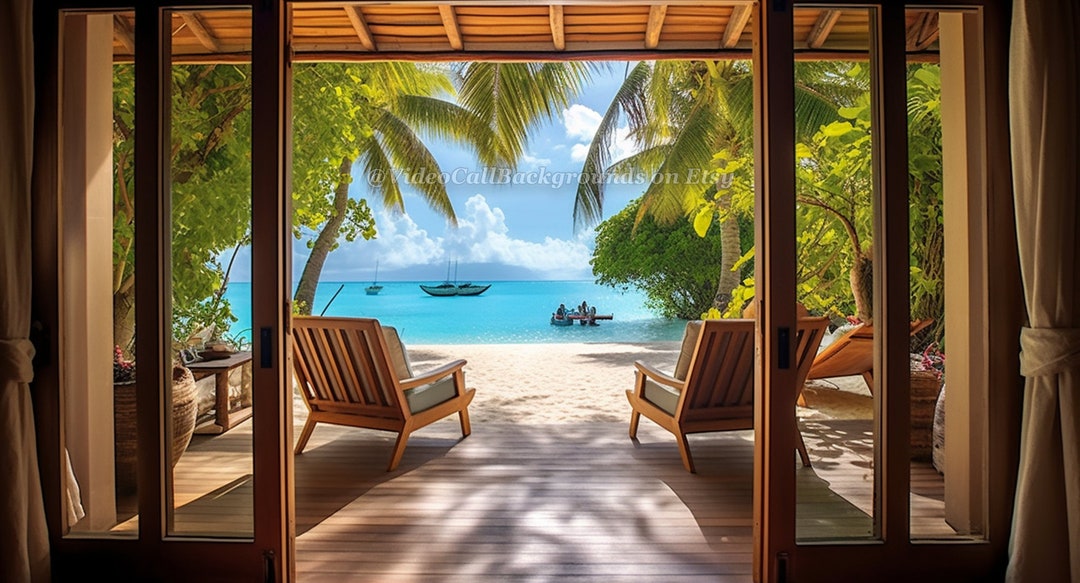 Virtual Video Call Background | Tropical Beach House | Image for Zoom ...