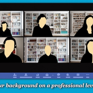 Virtual Video Call Background | Professional White Bookshelf | Image ...
