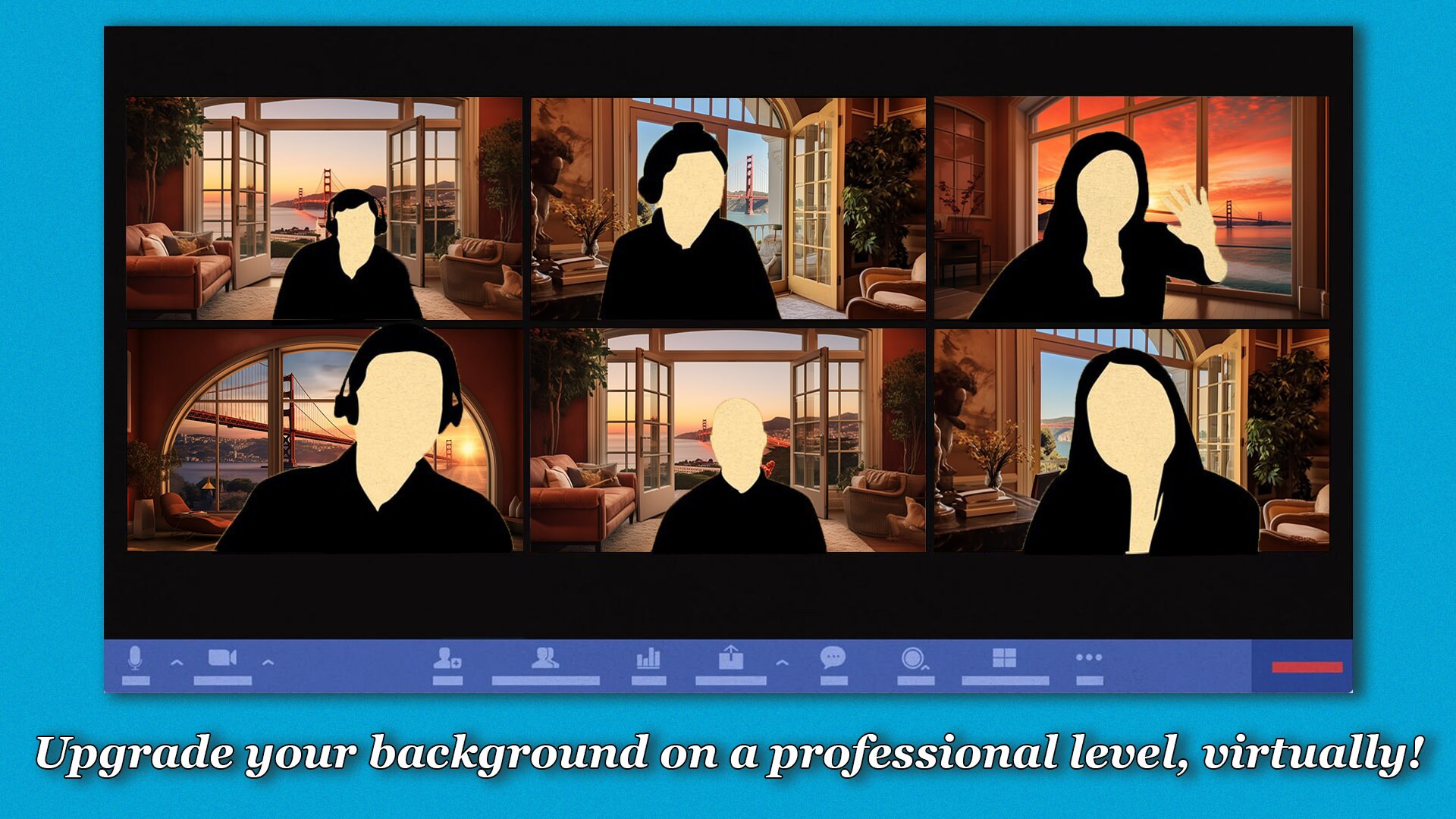 Virtual Video Call Background | Window With Golden Gate Bridge View ...