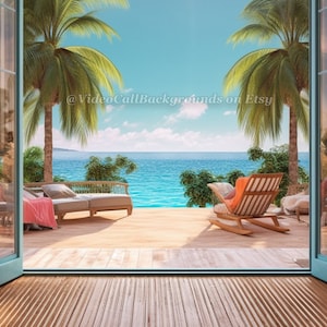 Virtual Video Call Background | Tropical Beach House | Image for Zoom ...