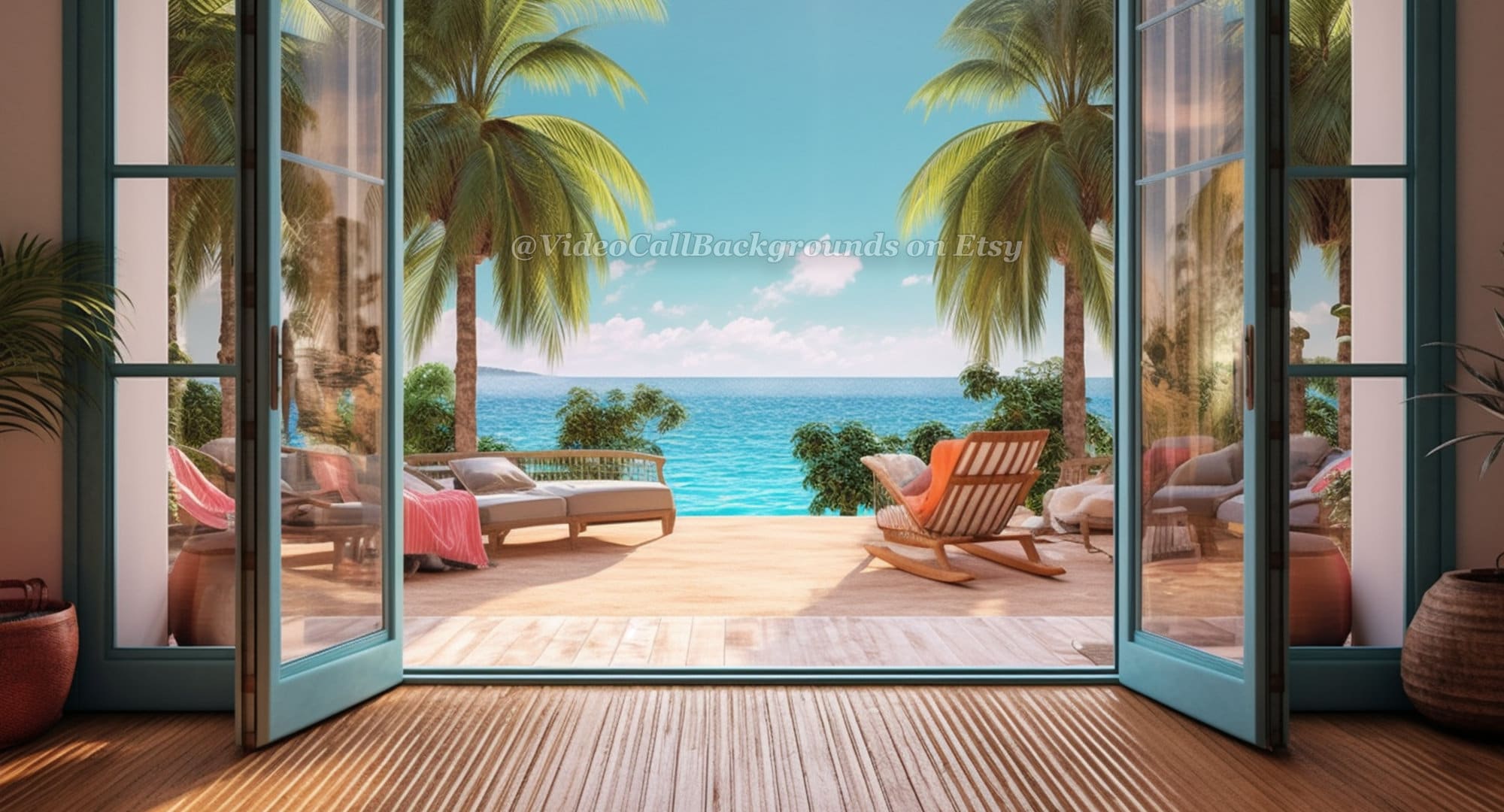 Virtual Video Call Background | Tropical Beach House | Image for Zoom ...