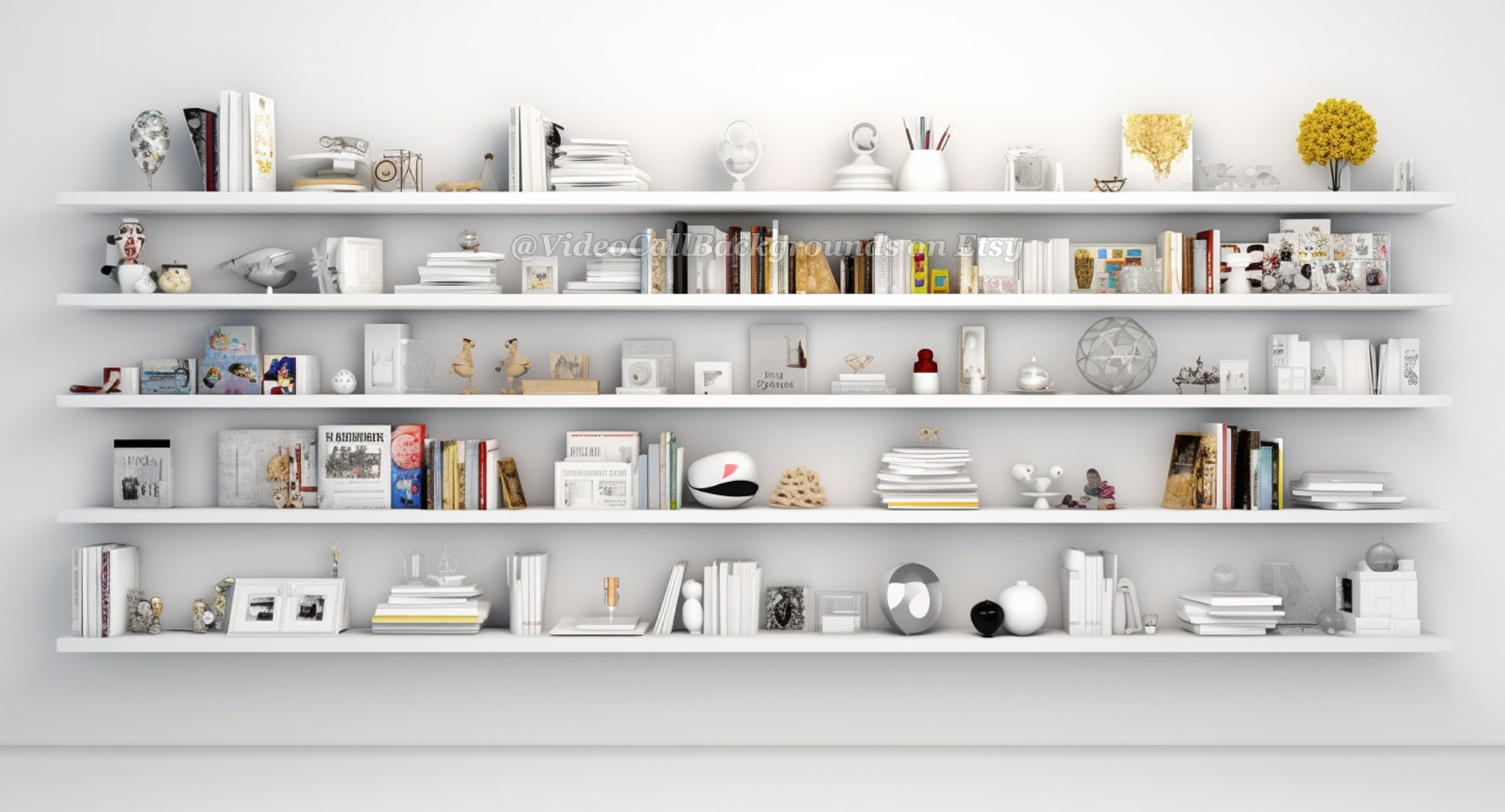 Virtual Video Call Background | Professional White Shelf | Image for ...