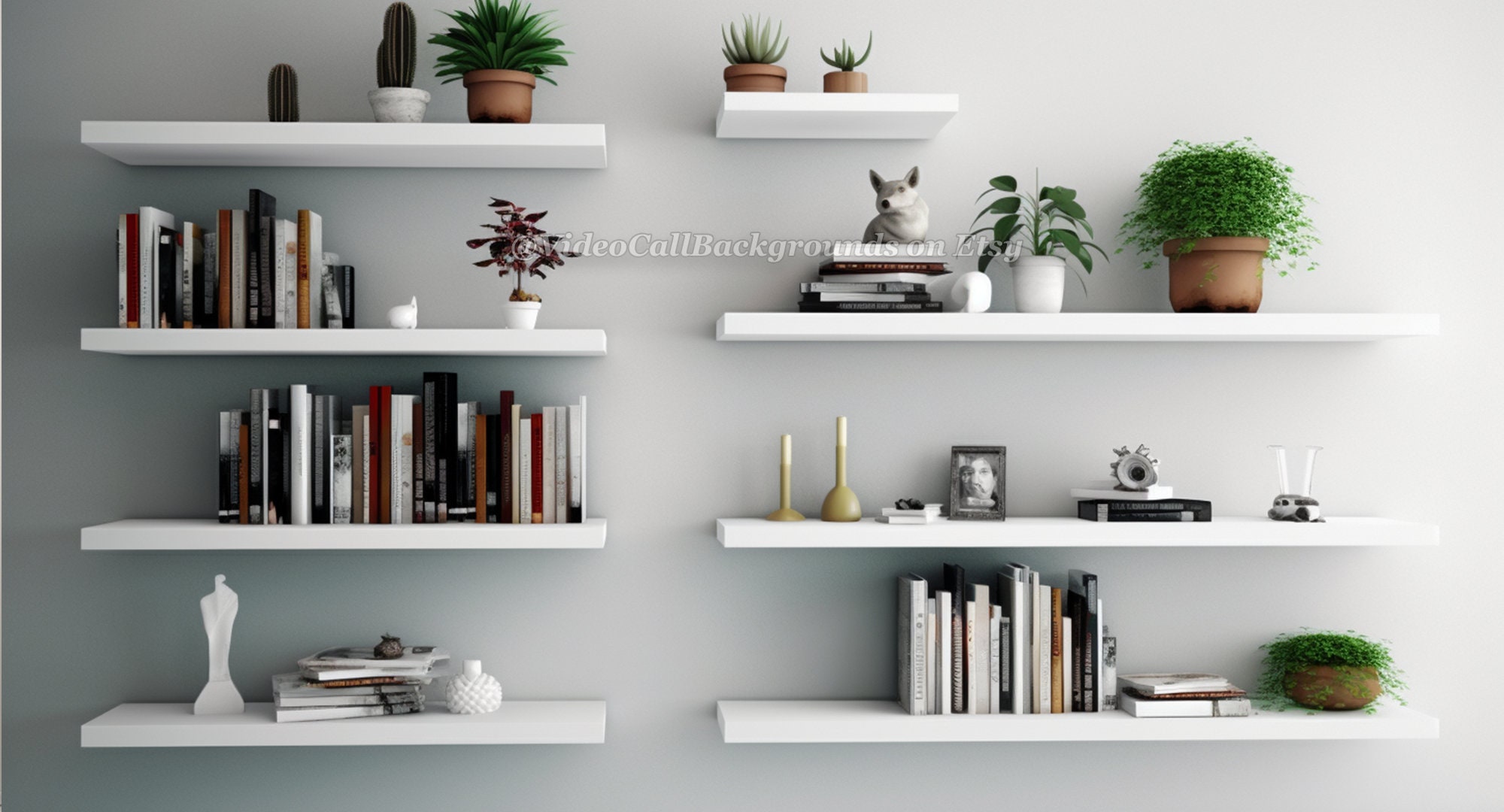 Virtual Video Call Background | Professional White Shelf | Image for ...