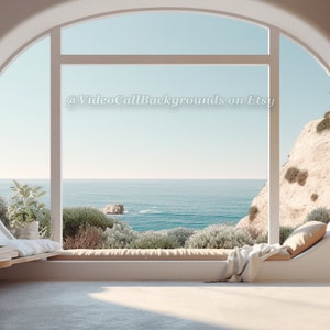 Virtual Video Call Background | Modern Coastal Window | Image for Zoom ...