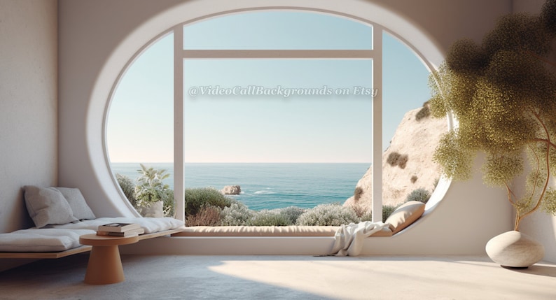 Virtual Video Call Background | Modern Coastal Window | Image for Zoom ...