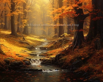Virtual Video Call Background Waterfall in the Forest Image for Zoom ...