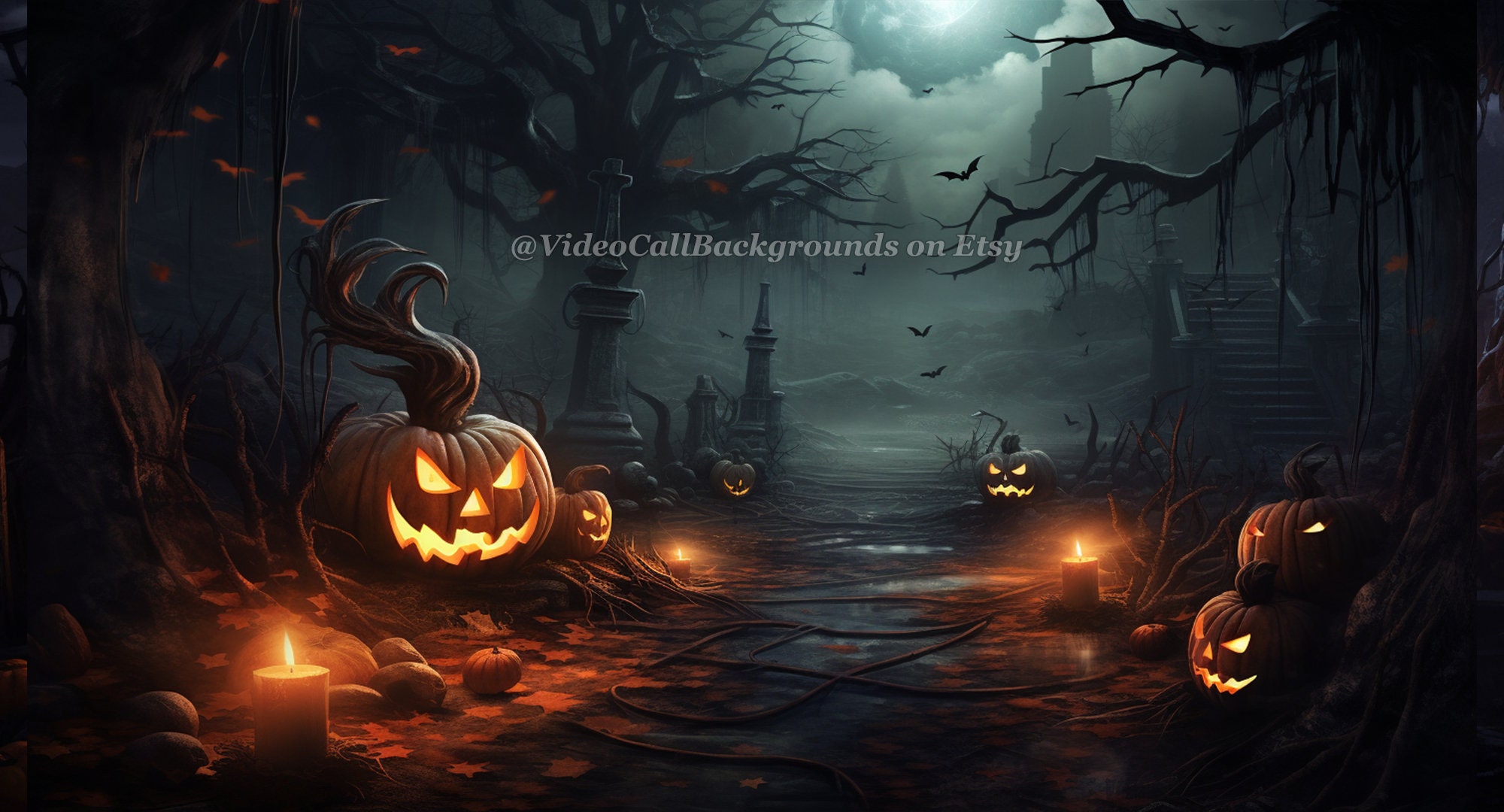 Virtual Video Call Background Spooky Halloween Background Image for ...
