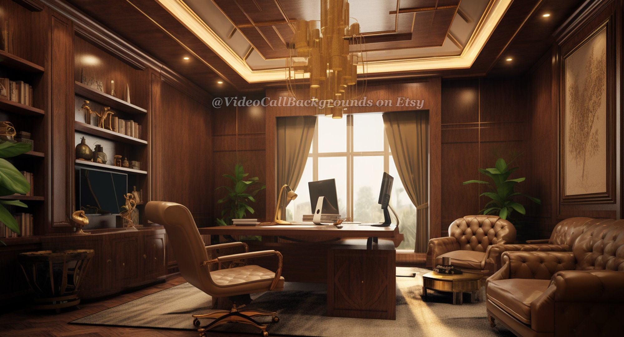 Virtual Video Call Background | Professional Wooden Offices | Image for ...