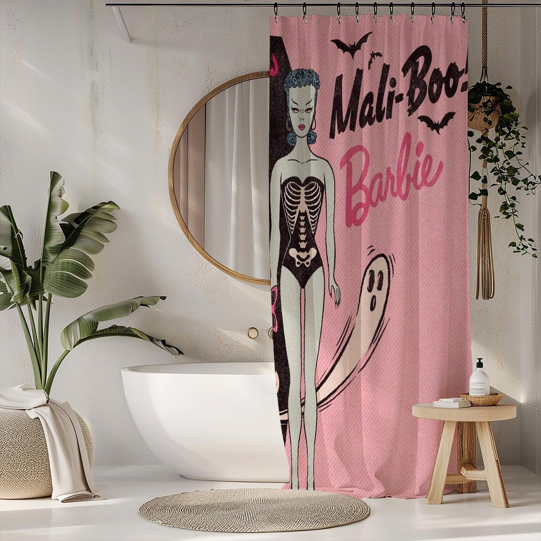 Halloween Mali-boo Barbie Shower Curtain Spooky Halloween Bathroom ...