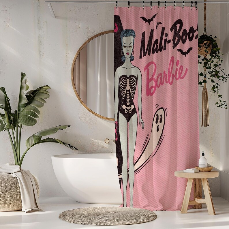 Halloween Mali-boo Barbie Shower Curtain Spooky Halloween Bathroom ...