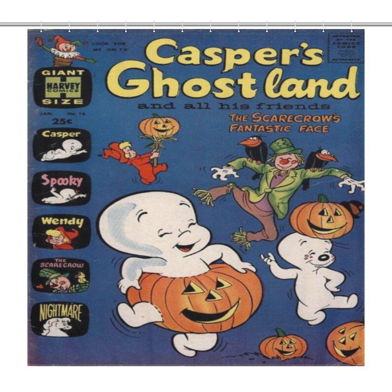 Casper's Ghost Land Halloween Shower Curtain, Spooky Ghost Bathroom ...