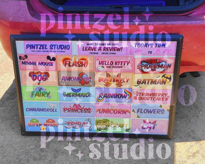Face Painting Word Board Menu #1 — 28 Designs (digital Download) - Etsy
