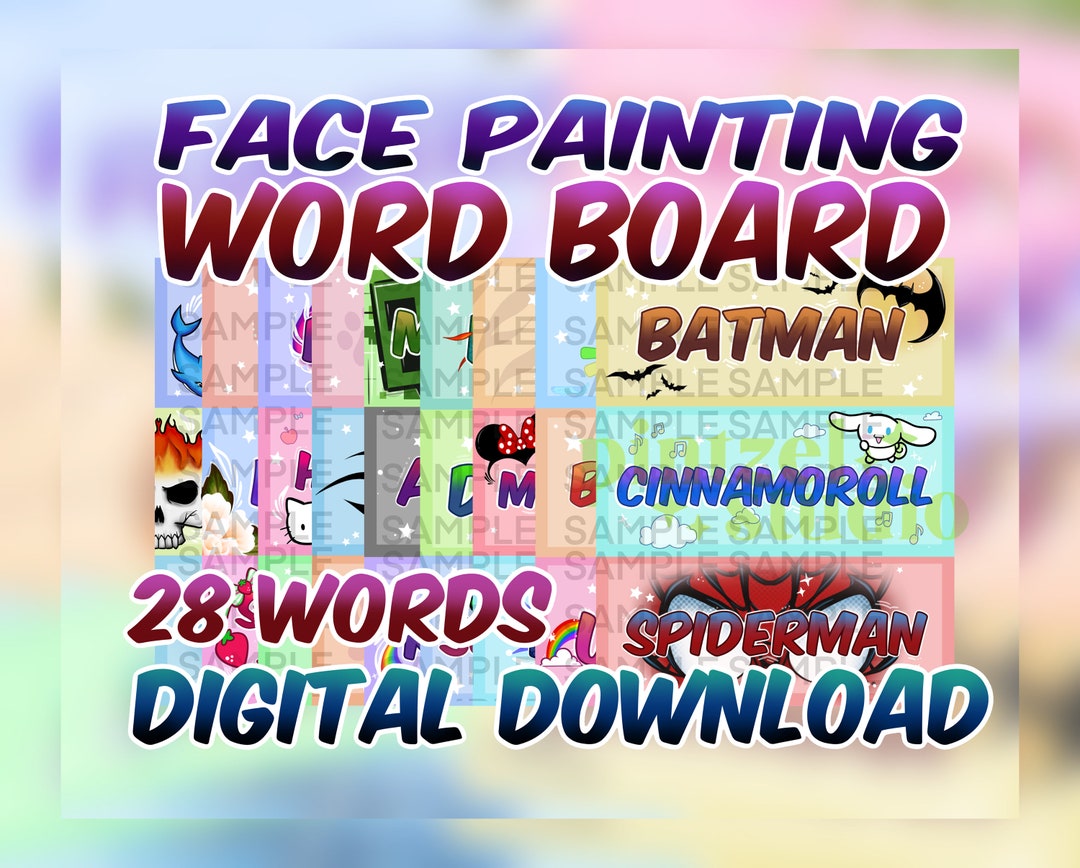 Face Painting Word Board Menu Cute and Colorful — Digital Download ...