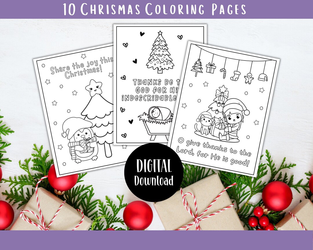 10 Christmas Bible Verse Coloring Christmas Coloring Pages - Etsy