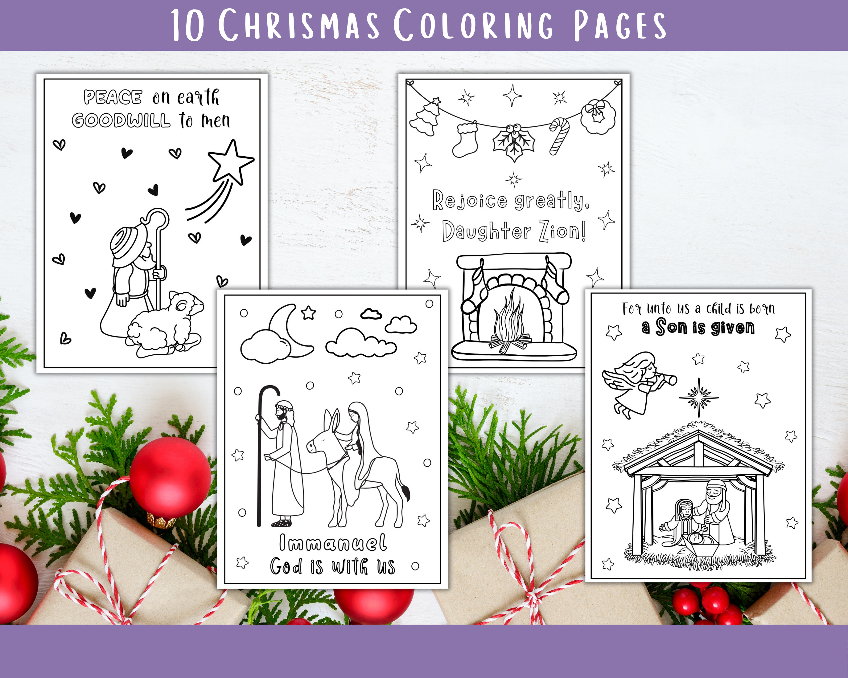 10 Christmas Bible Verse Coloring Christmas Coloring Pages - Etsy