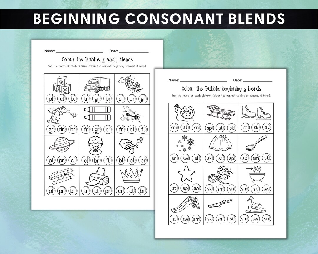 Consonant Blend Worksheets, Worksheets for Kids, Educational Worksheets ...
