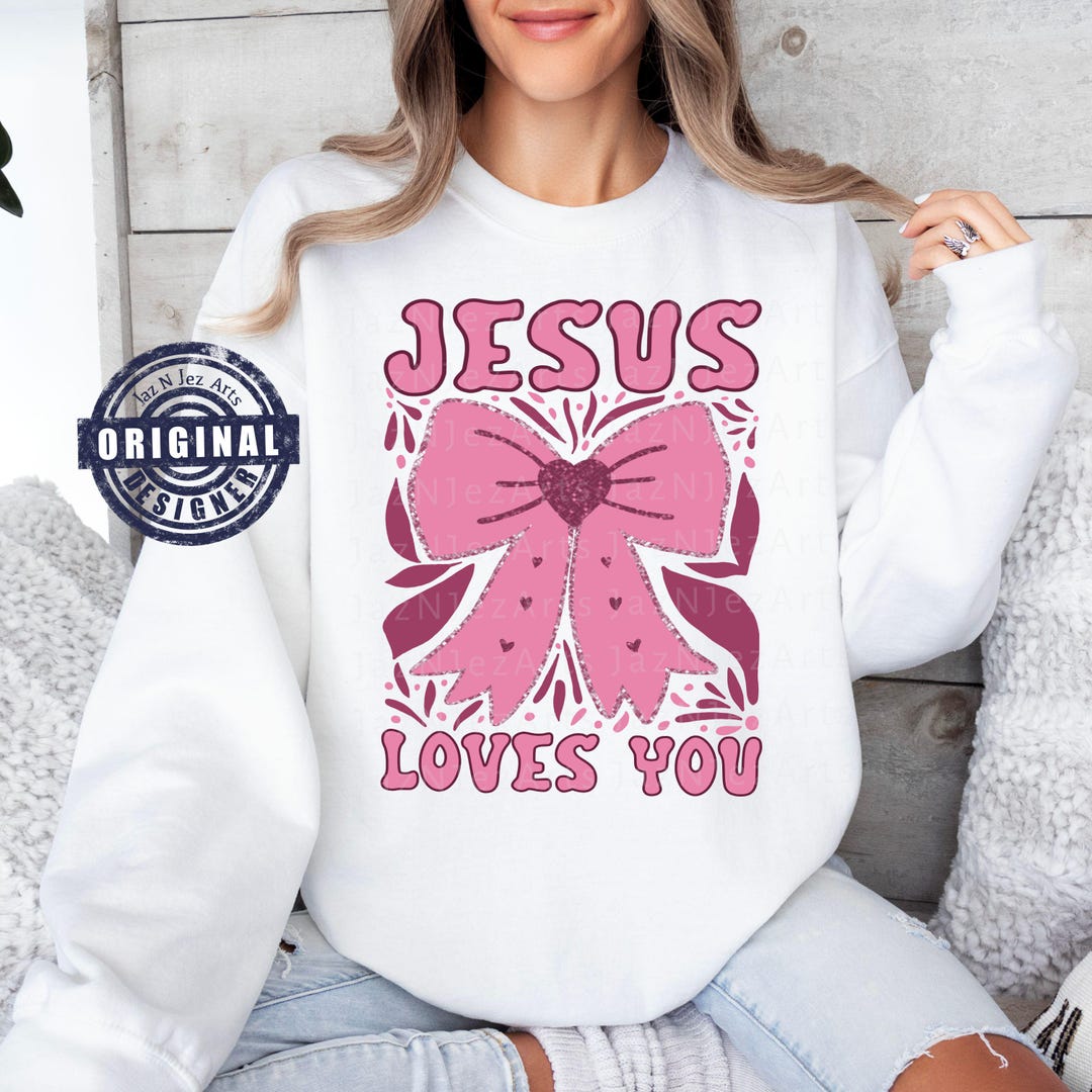 Boho Coquette Christian PNG Jesus PNG Sublimation Design Jesus Loves ...