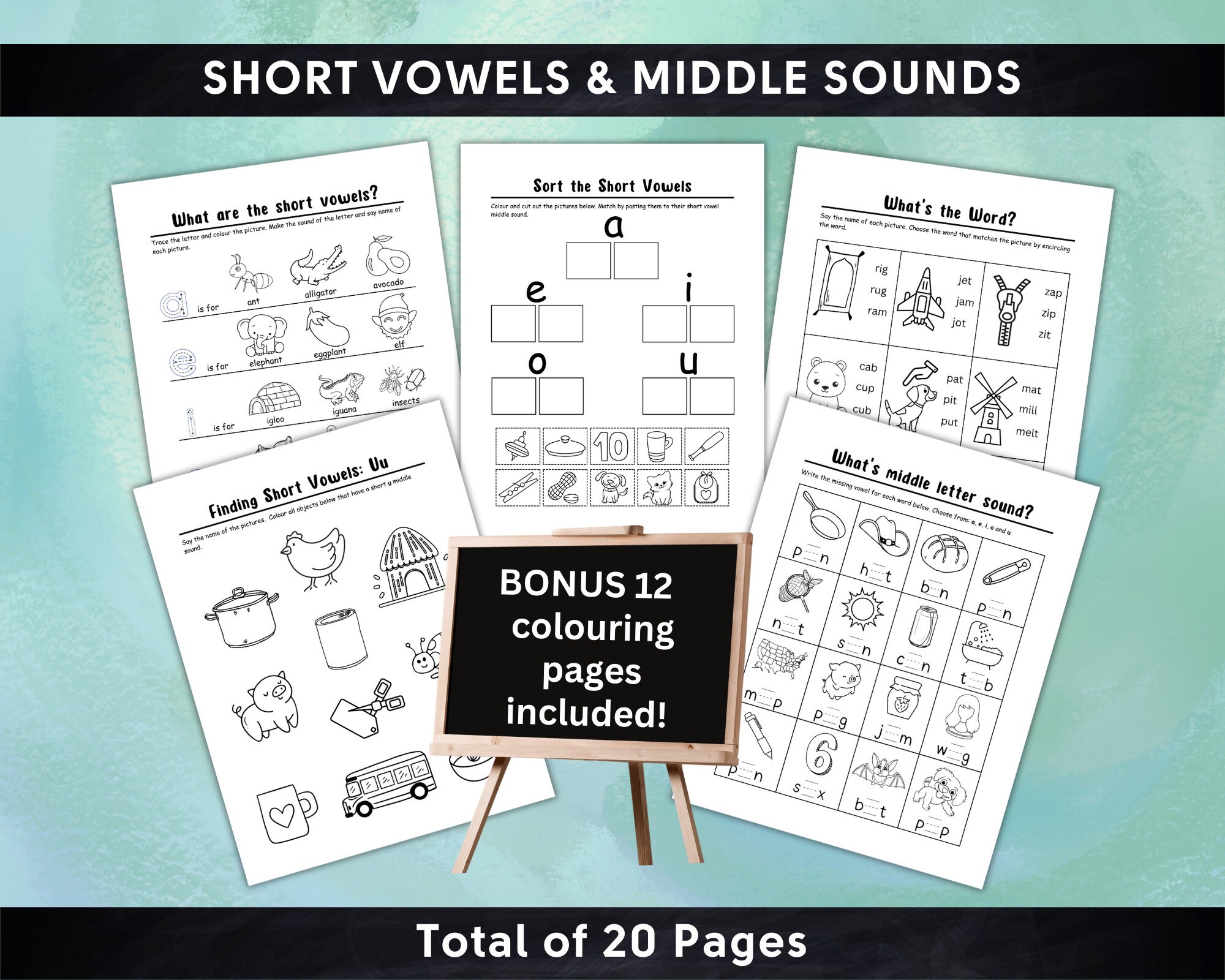 Short Vowels Worksheets, Middle Sound Worksheets, Educational ...
