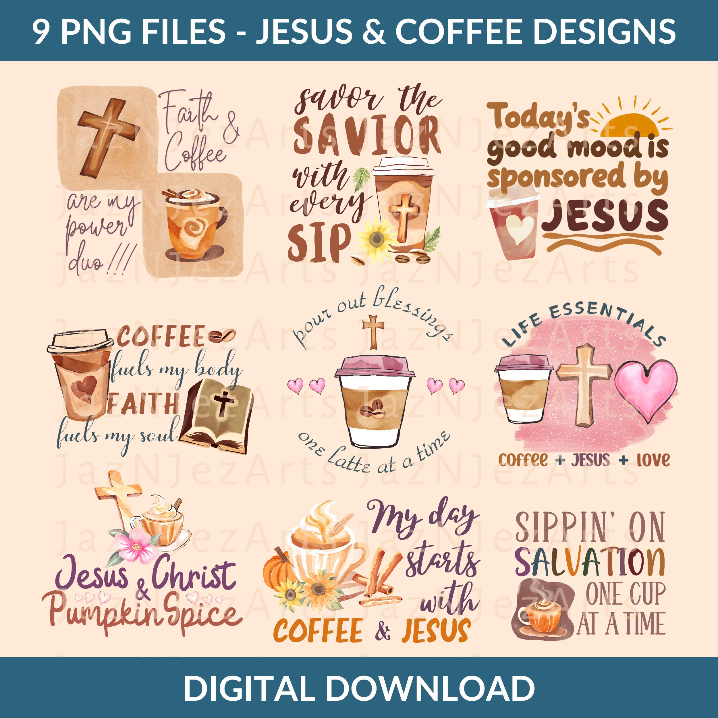 Jesus and Coffee PNG Bundle Trendy Coffee PNG Bundle Christian Bundle ...