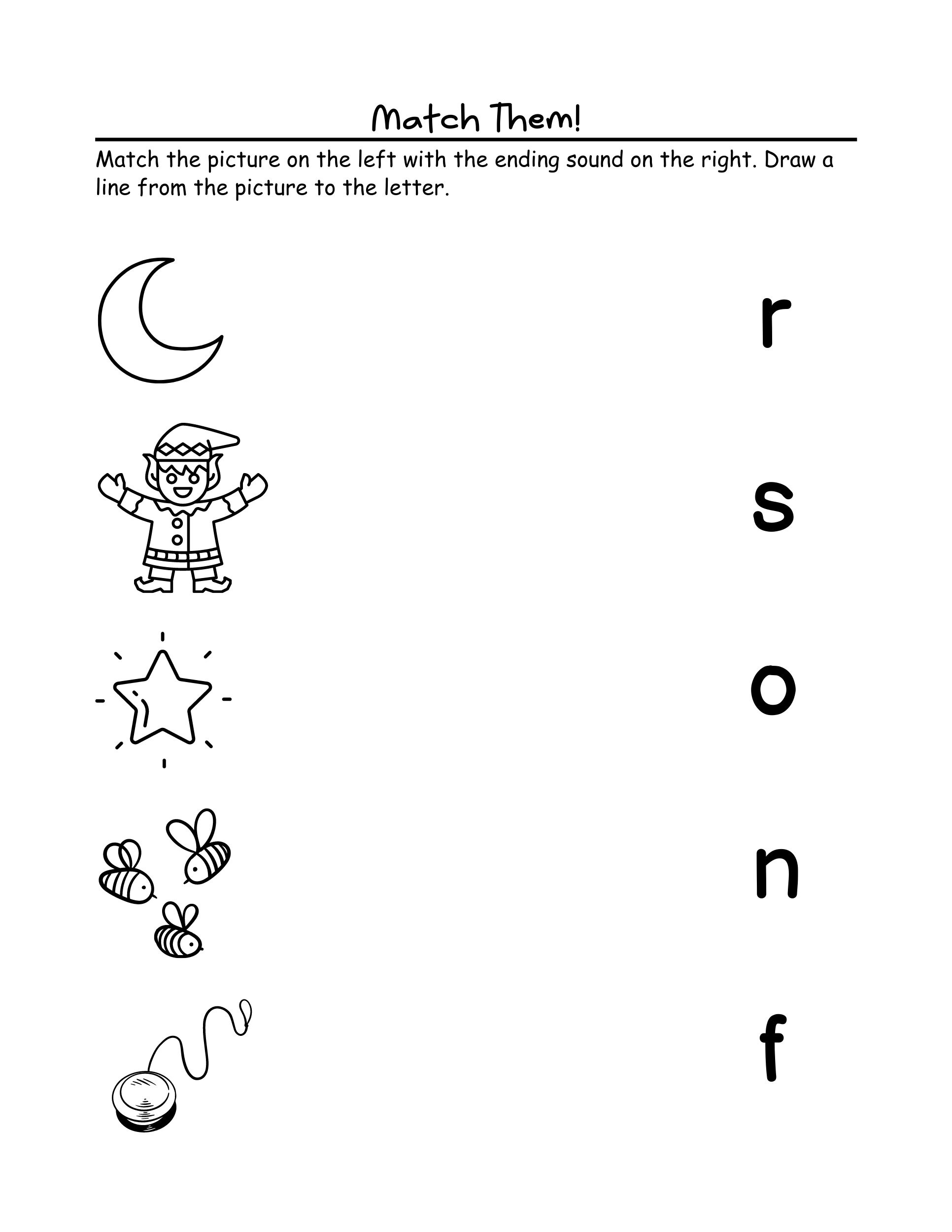 Hojas De Trabajo Para Cortar Y Pegar Con Sonidos Finales Sonidos