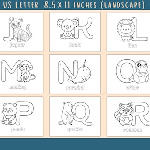 26 Animal Alphabet Coloring Pages for Kids, Alphabet Coloring Page ...