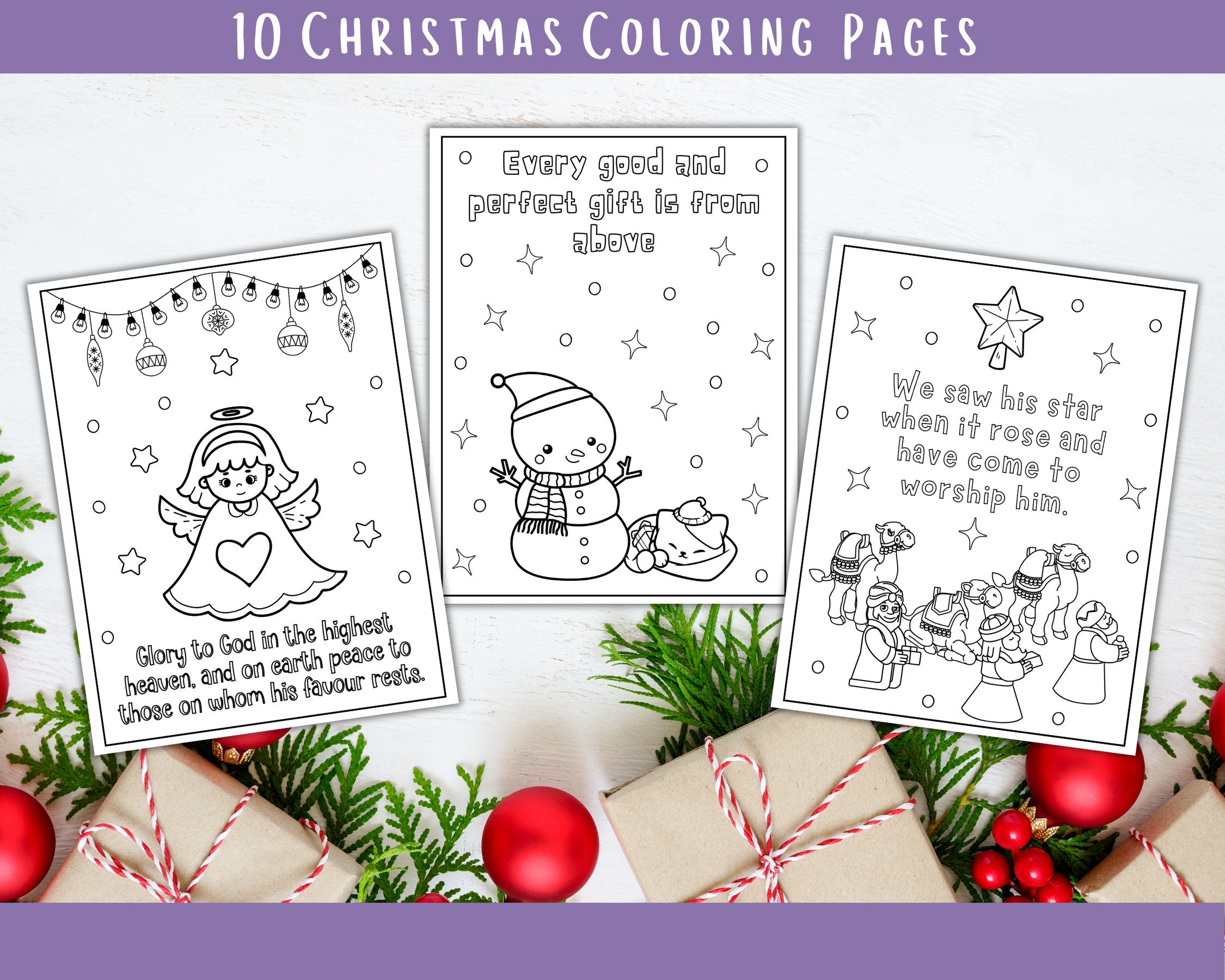 10 Christmas Bible Verse Coloring, Christmas Coloring Pages for Kids ...