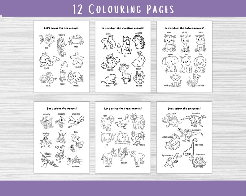 12 Coloring Pages for Kids Preschool Coloring - Etsy