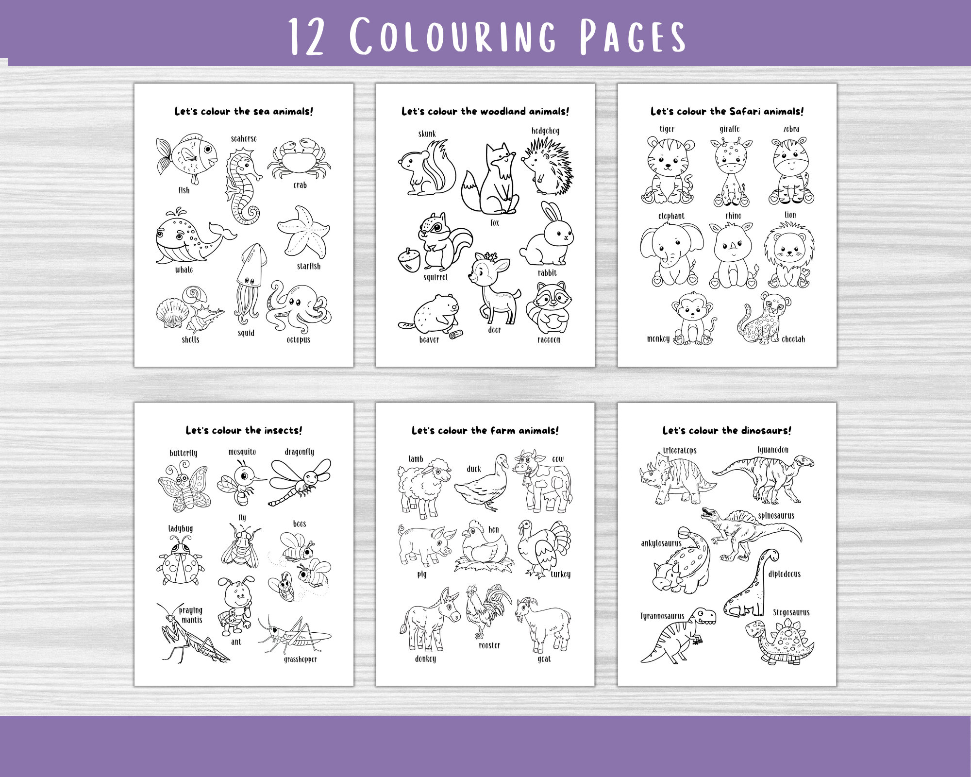 12 Coloring Pages for Kids Preschool Coloring - Etsy