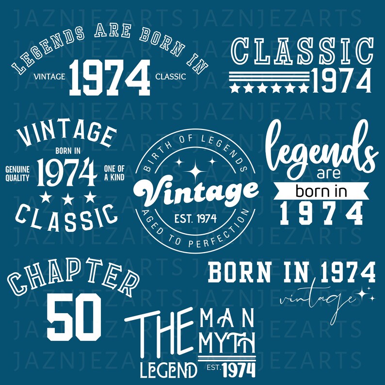 50th 1974 Birthday SVG PNG Bundle PNG 50th Birthday Gift Women 50th ...
